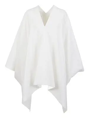 THE ROW Cedar Cotton And Silk-blend Poncho - White