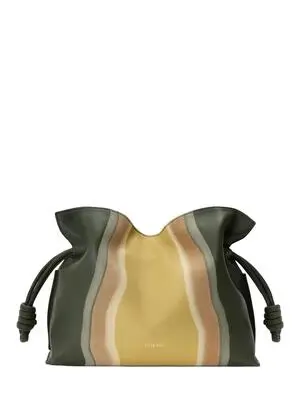 Loewe Flamenco Landscape Medium Leather Clutch Green