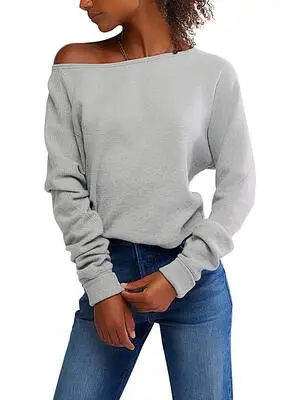 Free People Jess Long Sleeve Sweatshirt - Heather Grey