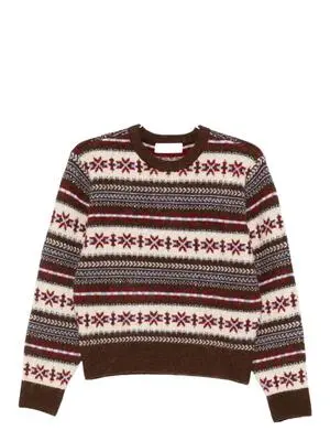 DUNST Wool Blend Crewneck Jumper - Brown