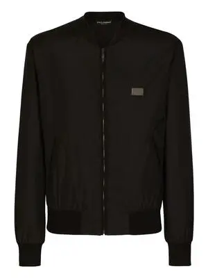 Dolce & Gabbana Nylon Jacket With Logo Plaque Black