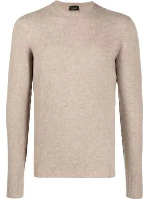 DRUMOHR Round Neck Long Sleeve Sweater - Beige