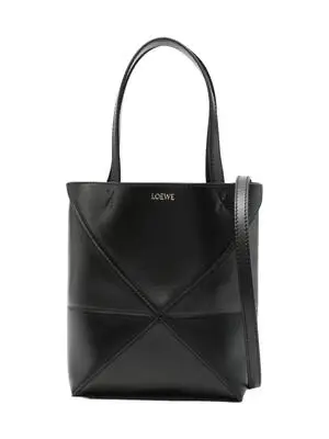 Loewe Puzzle Fold Mini Leather Tote - Black