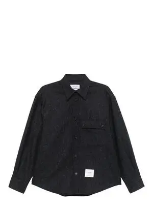 Thom Browne Oversized Shirt In Tweed - Blue