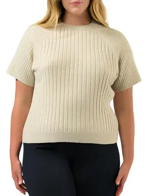 ESTELLE Sera Ribbed Knit Top - Oat