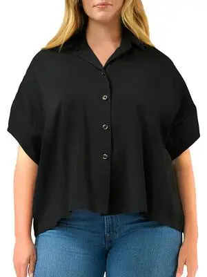ESTELLE Lela Button-front Top - Black