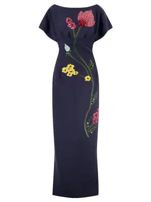 Lela Rose Floral Embroidery Savannah Gown - Black