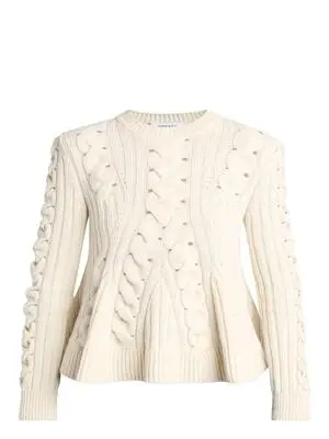 Alexander McQueen Wool Cashmere Cable-knit Peplum Sweater - Ivory