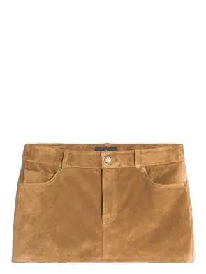 7 For All Mankind Suede Mini Skirt - Brown