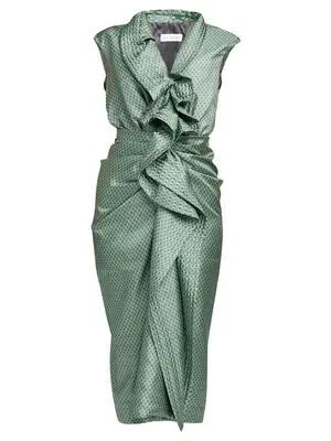Dries Van Noten Ruffled Silk Midi Dress - Mint