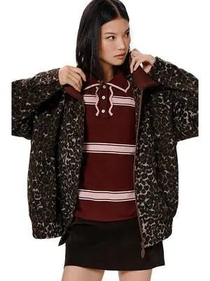 DAMSON MADDER Pixie Bomber Jacket - Leopard