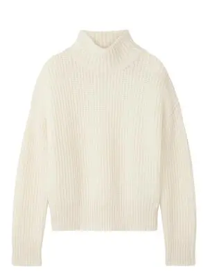 LISA YANG Julina Ribbed Cashmere Turtleneck Sweater - Neutrals