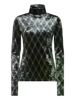 PIERRE-LOUIS MASCIA Diamond-pattern Velvet Top - Black