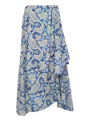 ULLA JOHNSON Paisley-Print Ruffled Midi Skirt