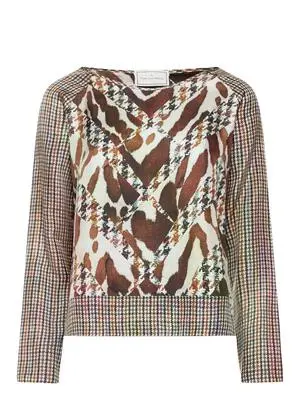 PIERRE-LOUIS MASCIA Houndstooth-print Blouse - Brown