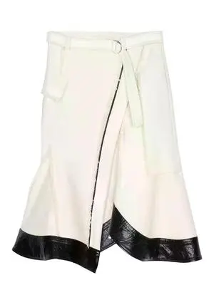 3.1 Phillip Lim Faux-leather Panel Tweed Skirt - Neutrals