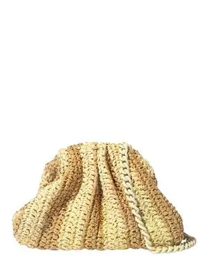 Maria La Rosa Striped Raffia Clutch - Neutrals