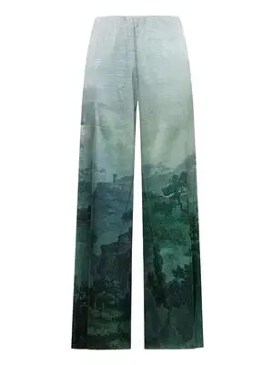 PIERRE-LOUIS MASCIA Landscape-print Trousers - Green