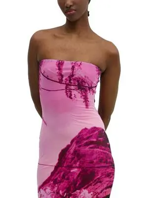 Desigual X Mr. Christian Lacroix Strapless Midi Dress - Pink