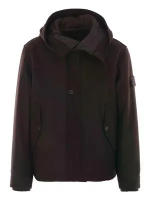 Stone Island Hooded Button-fastening Coat - Brown