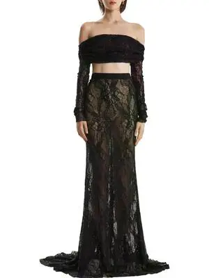 2310 STUDIO Sequin-Embellished Lace Maxi Skirt