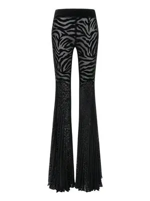Roberto Cavalli Ray Of Gold-print Flared Trousers - Black
