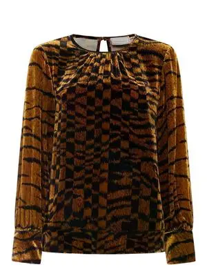 PIERRE-LOUIS MASCIA Velvet Abstract-print Shirt - Brown