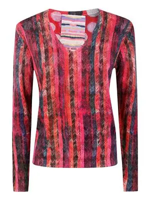 IN BED WITH YOU Stripe-print Ribbed Sweater - Red