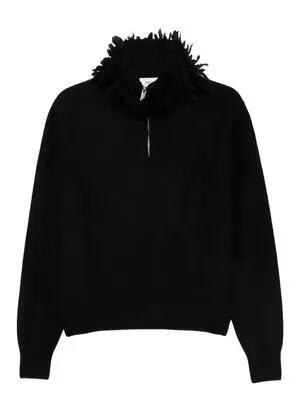 Alexander McQueen Fringed-collar Jumper - Black