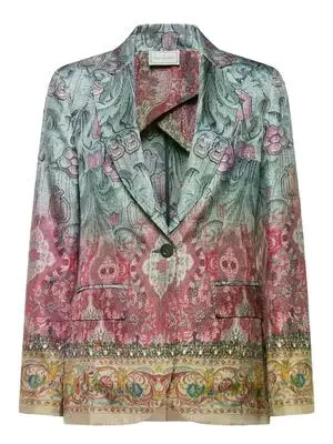 PIERRE-LOUIS MASCIA Floral-print Single-breasted Blazer - Grey