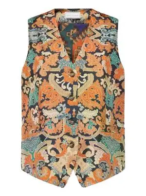 PIERRE-LOUIS MASCIA Geometric-pattern Waistcoat - Orange