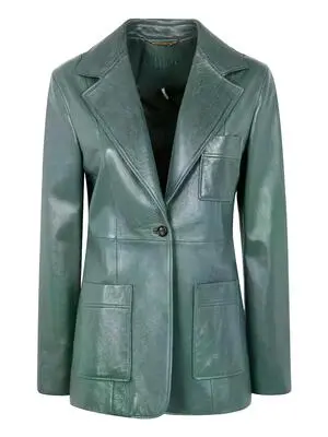 Chloé Single-breasted Leather Blazer - Green