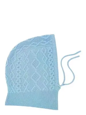 Eric Bompard Cable-knit Hood With Tie - Blue