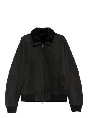 Emporio Armani Zip-front Jacket With Fur Collar - Grey