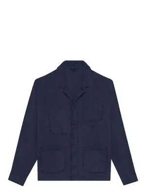 Vilebrequin Linen Solid Overshirt Jacket Corentin Blue
