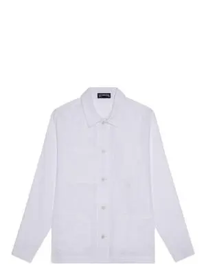 Vilebrequin Linen Solid Overshirt Jacket Corentin - White