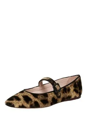 LOEFFLER RANDALL Ginger Print Velvet Mary Jane Flats - Leopard