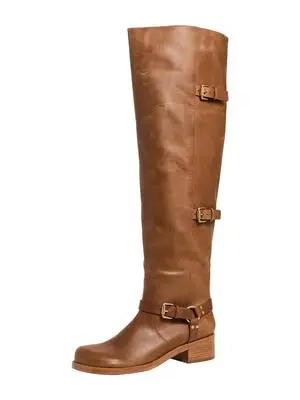 Farm Rio Distressed Leather Over-the-knee Boots - Walnut