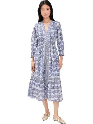 MAREA Francesca Midi Dress - Blue Indigo Lotus