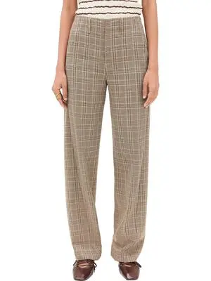 Rag & Bone Shea Plaid Trousers - Tan Multi