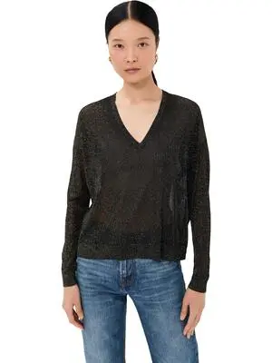 CO V-Neck Metallic Knit Top