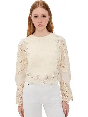 Sea Vania Lace Combo Sleeve Sweater - Cream
