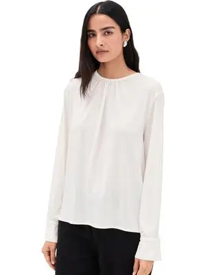 Vince Gathered Neck Blouse - Off White