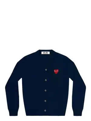 Play Comme Des Garcon Heart Emblem V-neck Cardigan - Blue