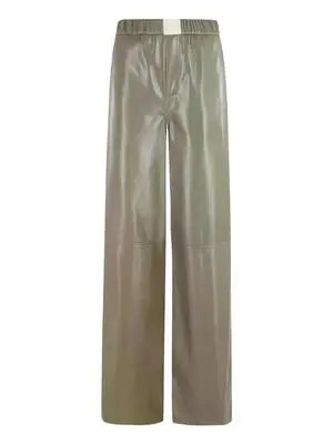 ISABELLE BLANCHE Elastic-waist Wide Leg Trousers - Green