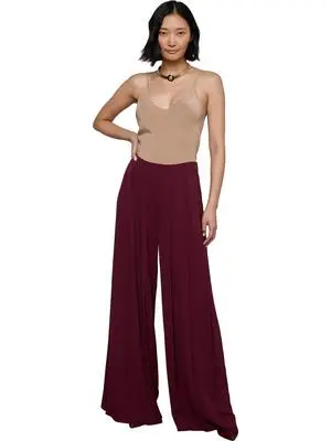 L'Agence Nova Pleated Wide-leg Trousers - Dark Port