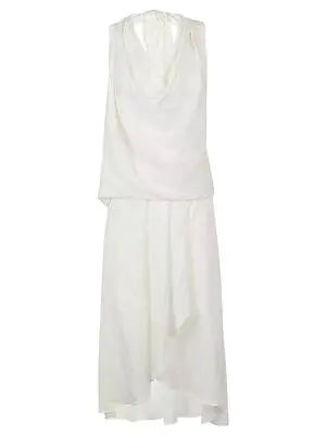 NOUVELLE SILK95FIVE Cowl-neck Sleeveless Dress - White