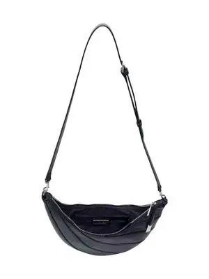 JOY GRYSON Pleated Crescent Shoulder Bag - Black