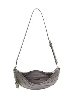 JOY GRYSON Crescent Leather Shoulder Bag - Grey