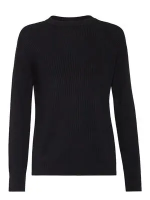 Brunello Cucinelli Cotton Sweater With Monili Trim - Black